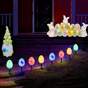 25Ft 20 LED Solar Easter Eggs Stake Lights for Easter Decorations, 8 Modes Solar Easter Eggs Lights, Waterproof Solar Easter Yard Stake for Outdoor Easter Decor Garden Yard Pathway Lawn Spring Decor