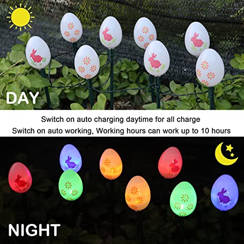 25Ft 20 LED Solar Easter Eggs Stake Lights for Easter Decorations, 8 Modes Solar Easter Eggs Lights, Waterproof Solar Easter Yard Stake for Outdoor Easter Decor Garden Yard Pathway Lawn Spring Decor