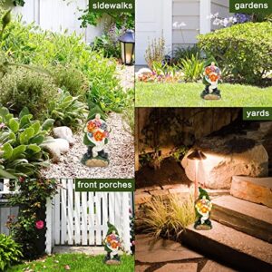 DKJOCKY Garden Gnomes Statues,Resin Knomes Figurine with Succulent Wreath Solar 6 LED Lights,Outdoor Statues Garden Decor for Patio Yard Lawn Porch Art Ornament Gift,10.2inch