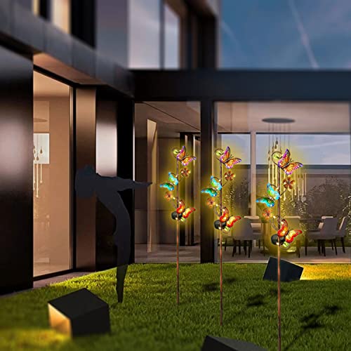 LoveNite Solar Garden Lights, 2 Pack Butterfly Stake Lights Outdoor, Waterproof Solar Butterfly Decorative Landscape Lights for Pathway Backyard Patio Lawn Christmas Party Decor