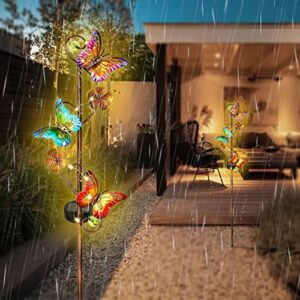 LoveNite Solar Garden Lights, 2 Pack Butterfly Stake Lights Outdoor, Waterproof Solar Butterfly Decorative Landscape Lights for Pathway Backyard Patio Lawn Christmas Party Decor