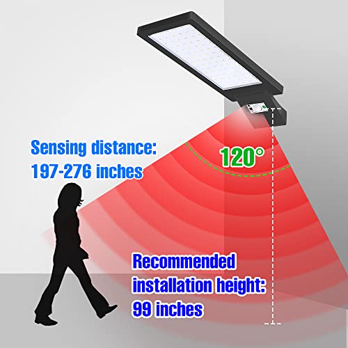 12W Solar Street Light Outdoor IP65 Waterproof,1500LM Dusk to Dawn Wireless Security Solar Power Flood Lights 10000K Cold White,90leds Motion Sensor Lamp 3 Lighting Modes for Deck,Garden,Gutter,Yard