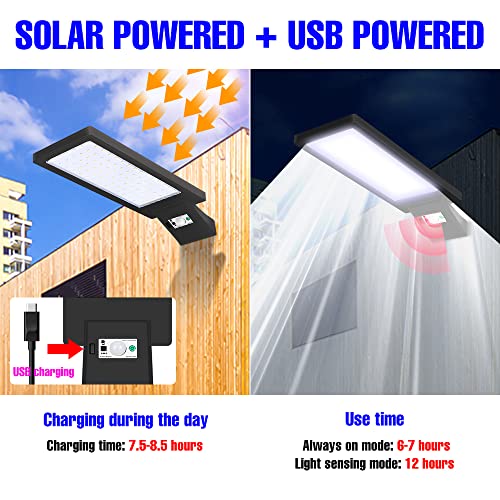 12W Solar Street Light Outdoor IP65 Waterproof,1500LM Dusk to Dawn Wireless Security Solar Power Flood Lights 10000K Cold White,90leds Motion Sensor Lamp 3 Lighting Modes for Deck,Garden,Gutter,Yard