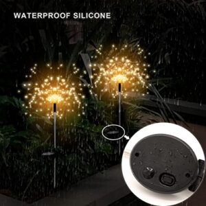 NEONLG 150 LED 8 Modes Solar Firework Lights, Outdoor Garden Waterproof Fireworks Lamps for Walkway Pathway Backyard Lawn Landscape, 2 Pack Vibrant Tree Decorative Stick String Light, Warm White