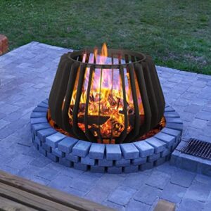 JAHH 24inch Metal Outdoor Fire Pit Bonfire Wood Burning Patio for Garden, Backyard, Poolside with Fireplace Poker