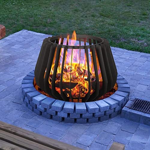 JAHH 24inch Metal Outdoor Fire Pit Bonfire Wood Burning Patio for Garden, Backyard, Poolside with Fireplace Poker