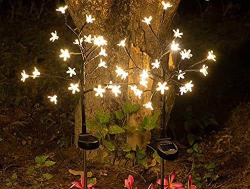 Solar Flower Fairy Light, Epicgadget Warm White Stainless Steel Solar Path Lights for Outdoor Landscape Lighting, Patio, Yard, Walkway, Driveway, Garden (Warm White) (1 Piece)