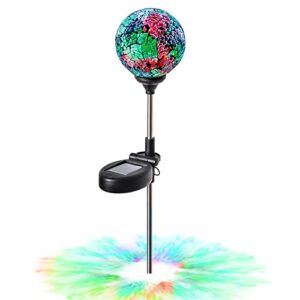 wnp solar powered light outdoor garden decoration ball stakes,mosaic solar garden lights decor waterproof,multi-color glow solar glass ball lights decorative light for patio,pathway,yard