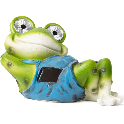 VP Home Chillaxing Frog Solar Powered LED Outdoor Decor Garden Light Great Addition for Your Garden, Solar Powered Light Garden, Christmas Decorations Gifts for Outside Patio Lawn