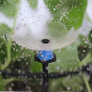 Lxcom Lighting 100pcs Adjustable Irrigation Drippers 1/4 Inch 360 Degree Full Circle Pattern Drip Emitters Water Flow Irrigation Drippers Sprinkler Drip Parts Drip Irrigation for Garden (Blue)