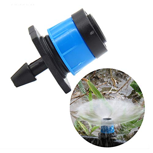 Lxcom Lighting 100pcs Adjustable Irrigation Drippers 1/4 Inch 360 Degree Full Circle Pattern Drip Emitters Water Flow Irrigation Drippers Sprinkler Drip Parts Drip Irrigation for Garden (Blue)