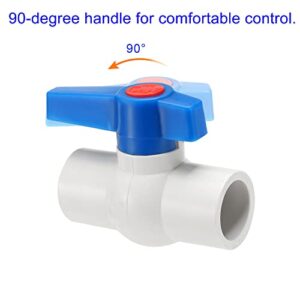 M METERXITY 2 Pack Ball Valve - Irrigation Water Flow Control, Slip Plastic Shut-Off Valve, Apply to Outdoor/Garden/Swimming Pools(25mm ID, White Blue)