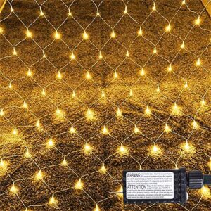 christmas net lights, 9.8x6.6ft 200 led outdoor net mesh lights 8 modes christmas lights for christmas decor bushes fence outdoor garden party yard, warm white