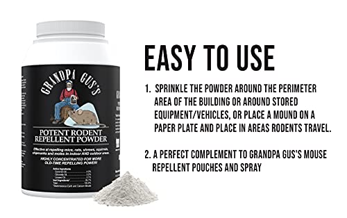 Grandpa Gus's Potent Rodent Repellent Powder Concentrate, Deters Rodents/Mice/Rats from Farm/Home/Garden/RV/Boat/Car/Garage & Chewing on Wires, 24 oz