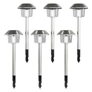 pure garden 50-lg1070 solar pathway lights-17” stainless steel outdoor stake lighting for garden, landscape, yard, patio, driveway, walkway-set of 6