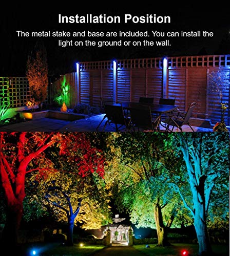 TOVEENEN Color Changing LED Outdoor Landscape Spotlight Remote 10W RGB Waterproof Spot Light for Yard Tree Garden Halloween Christmas Lighting