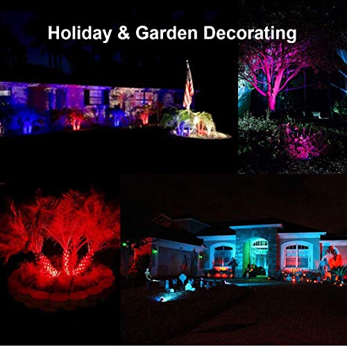 TOVEENEN Color Changing LED Outdoor Landscape Spotlight Remote 10W RGB Waterproof Spot Light for Yard Tree Garden Halloween Christmas Lighting