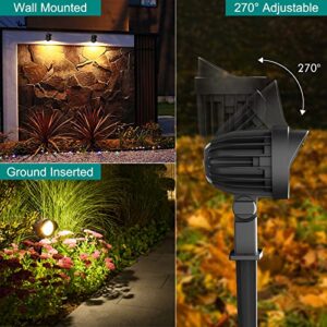 MEIKEE 9W LED Landscape Lights IP66 Waterproof Outdoor 110V Landscape Spotlight Pathway Lights for Yard, Lawn,Garden with US 3-Plug 3000K Warm White Lights (2 Pack)