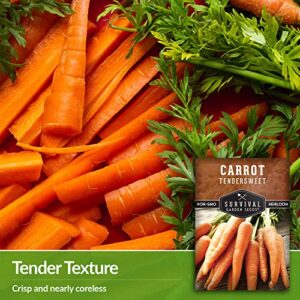 Survival Garden Seeds - Tendersweet Carrot Seed for Planting - Packet with Instructions to Plant and Grow Long Crunchy Orange Carrots in Your Home Vegetable Garden - Non-GMO Heirloom Variety