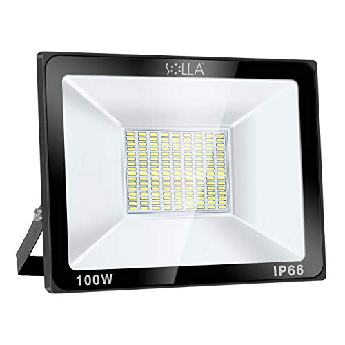 SOLLA 100W LED Flood Light, IP66 Waterproof, 8000lm, 550W Equivalent, Super Bright Outdoor Security Lights, 6000K Daylight White, Outdoor Floodlight for Garage, Garden, Lawn and Yard