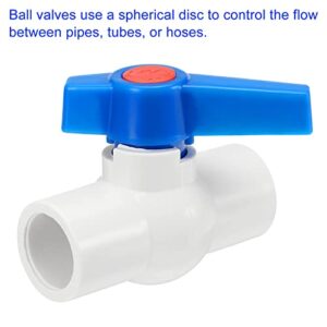 M METERXITY 10 Pack Ball Valve - Irrigation Water Flow Control, Slip Plastic Shut-Off Valve, Apply to Outdoor/Garden/Swimming Pools(20mm ID, White Blue)