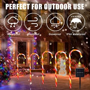 Phreewill Christmas Outdoor Solar Garden Lights, 5 Pack Candy Cane Christmas Decorations with Star, Waterproof Christmas Pathway Lights for Patio Yard Outdoor