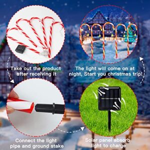 Phreewill Christmas Outdoor Solar Garden Lights, 5 Pack Candy Cane Christmas Decorations with Star, Waterproof Christmas Pathway Lights for Patio Yard Outdoor