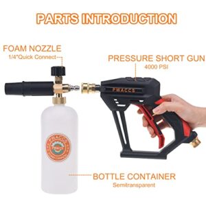 PWACCS High Pressure Washer Gun with Foam Cannon, Car Wash Foam Gun Kit, Soap Snow Foam Lance for Power Washer, 5 Spray Nozzles Included, 1/4 inch Quick Connector