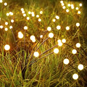 solar garden lights – 4 pack 12 led solar firefly lights with 2 lighting mode, sway by wind, waterproof solar decorative lights, solar outdoor lights for yard patio walkway decoration, warm white