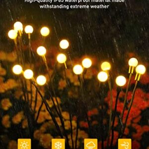 Solar Garden Lights - 4 Pack 12 LED Solar Firefly Lights with 2 Lighting Mode, Sway by Wind, Waterproof Solar Decorative Lights, Solar Outdoor Lights for Yard Patio Walkway Decoration, Warm White