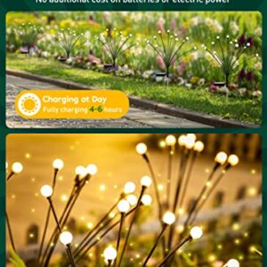 Solar Garden Lights - 4 Pack 12 LED Solar Firefly Lights with 2 Lighting Mode, Sway by Wind, Waterproof Solar Decorative Lights, Solar Outdoor Lights for Yard Patio Walkway Decoration, Warm White