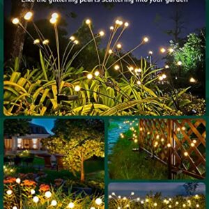 Solar Garden Lights - 4 Pack 12 LED Solar Firefly Lights with 2 Lighting Mode, Sway by Wind, Waterproof Solar Decorative Lights, Solar Outdoor Lights for Yard Patio Walkway Decoration, Warm White