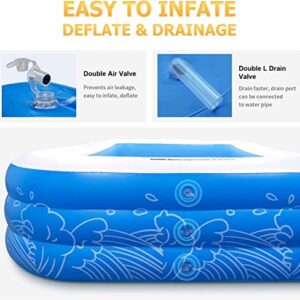 CFBF Inflatable Pool, 120" x 72" x 22" Full-Sized Family Inflatable Swimming Pool , Above Ground Blow up Pool for Kids, Adults, Toddlers, Outdoor, Garden, Backyard (120" x 72" x 22")