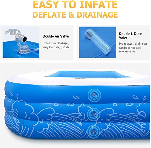 CFBF Inflatable Pool, 120" x 72" x 22" Full-Sized Family Inflatable Swimming Pool , Above Ground Blow up Pool for Kids, Adults, Toddlers, Outdoor, Garden, Backyard (120" x 72" x 22")