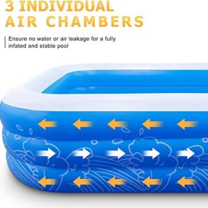 CFBF Inflatable Pool, 120" x 72" x 22" Full-Sized Family Inflatable Swimming Pool , Above Ground Blow up Pool for Kids, Adults, Toddlers, Outdoor, Garden, Backyard (120" x 72" x 22")