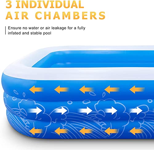 CFBF Inflatable Pool, 120" x 72" x 22" Full-Sized Family Inflatable Swimming Pool , Above Ground Blow up Pool for Kids, Adults, Toddlers, Outdoor, Garden, Backyard (120" x 72" x 22")