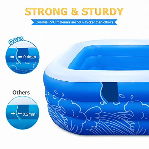 CFBF Inflatable Pool, 120" x 72" x 22" Full-Sized Family Inflatable Swimming Pool , Above Ground Blow up Pool for Kids, Adults, Toddlers, Outdoor, Garden, Backyard (120" x 72" x 22")