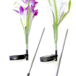 Outdoor Solar Flower Garden Stake Lights (2 Pack) Garden Lilly Flowers Multi Color LED Light Changing White and Purple Indoor-Outdoor