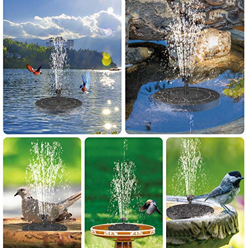 Solar Fountain,Bird bath fountains,Solar water fountain with 6 Nozzles,Solar fountain pump for Bird Bath 2.5W for Fish Tank,Garden,Pond,Outdoor, Pool