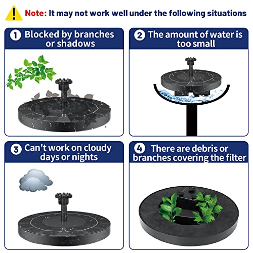 Solar Fountain,Bird bath fountains,Solar water fountain with 6 Nozzles,Solar fountain pump for Bird Bath 2.5W for Fish Tank,Garden,Pond,Outdoor, Pool