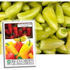 santa fe grande pepper seeds for planting, 50+ heirloom seeds per packet, (isla’s garden seeds), non gmo seeds, botanical name: capsicum annuum, great home garden gift