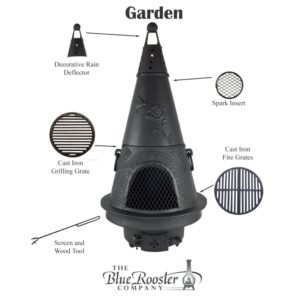 The Blue Rooster Garden Cast Aluminum Chiminea in Antique Green