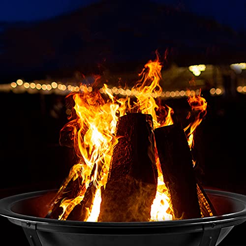 Wilrex Outdoor Fire Pits, 22 inch Portable Bonfire FirePits for Outside Wood Burning with Spark Screen and Fireplace Poker for Backyard Garden Patio Bonfire Heating, Camping and BBQ, Black (QTFP06M)