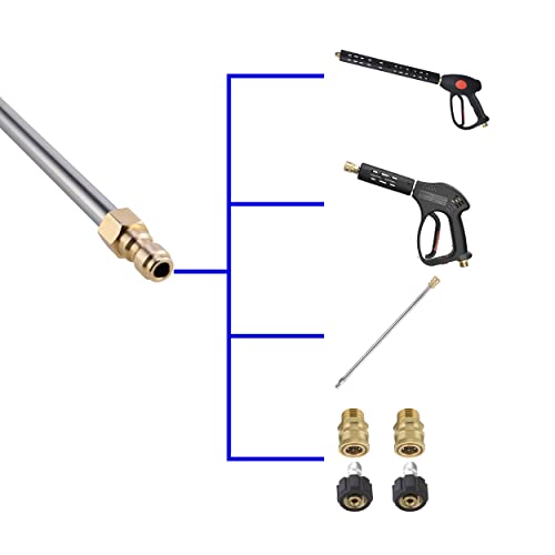 M MINGLE Pressure Washer Gutter Cleaner Attachment, Angled Extension Wand for Gutter Cleaning, 5 Nozzle Tips, 1/4 Inch Quick Connect, 13 Inch