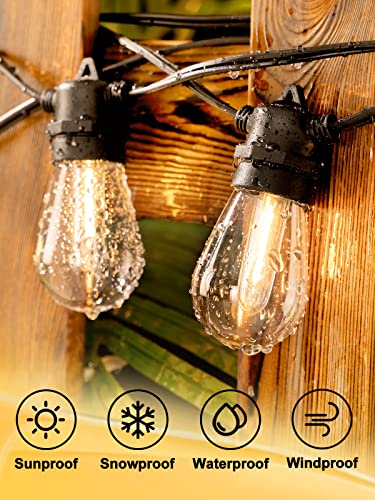 addlon 48FT LED Outdoor String Lights with 15 Edison Vintage Shatterproof Bulbs, Commercial Grade Patio Lights, IP65 Waterproof for Balcony, Backyard and Garden, Warm White