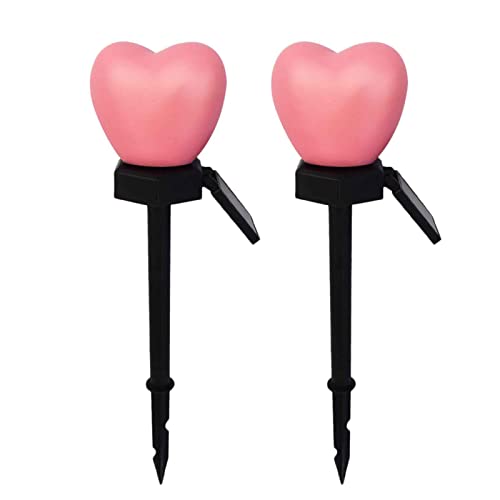 Plug Stakes Solar LED Day Tree Lights Garden 2PC Valentine's Decorations Outdoor Solar Lights Decoration & Hangs Go Away Garden Gnome (Pink, One Size)