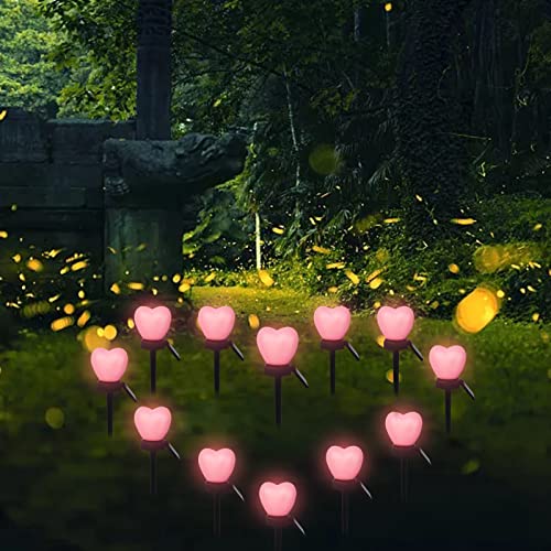 Plug Stakes Solar LED Day Tree Lights Garden 2PC Valentine's Decorations Outdoor Solar Lights Decoration & Hangs Go Away Garden Gnome (Pink, One Size)