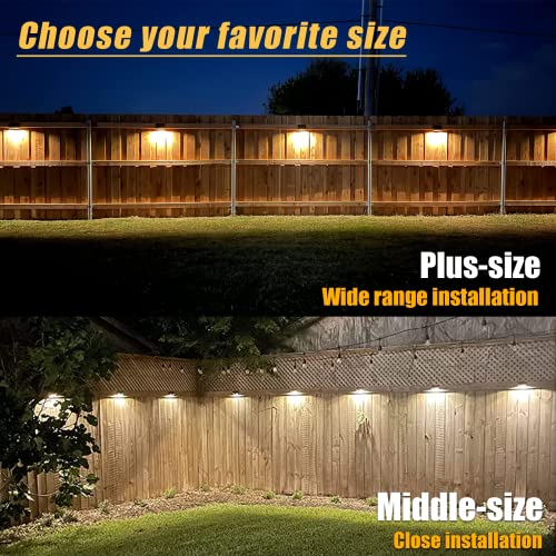 Aulanto Solar Fence Lights, Plus Size Warm White& RGB Modes, Fence Solar Lights Waterproof, 5LED Solar Wall Lights Outdoor for Wider Lighting on Fence,Wall, Yard, Garden, Pool.(8Pack-Plus & 4Modes)