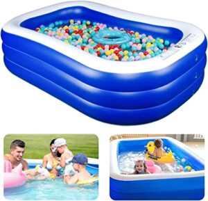 inflatable pool kiddie pool, 102″ x 67″ x 21″ family swim center rectangular swimming pools for kids, adults, babies, toddlers, outdoor, backyard, garden, summer pool party