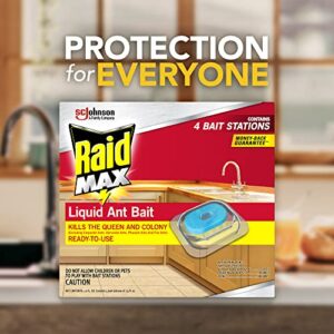 Raid Max Liquid Ant Bat; Kills Ants Where They Breed, For Indoor and Outdoor Use; 4 Bait Stations